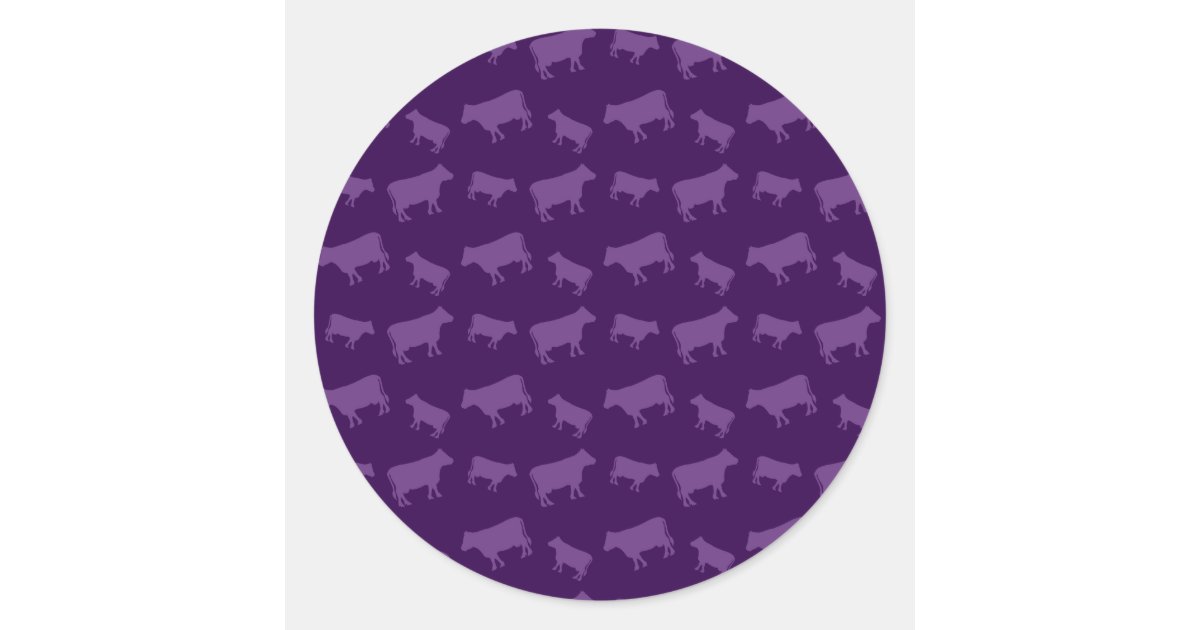 Purple cow pattern classic round sticker | Zazzle