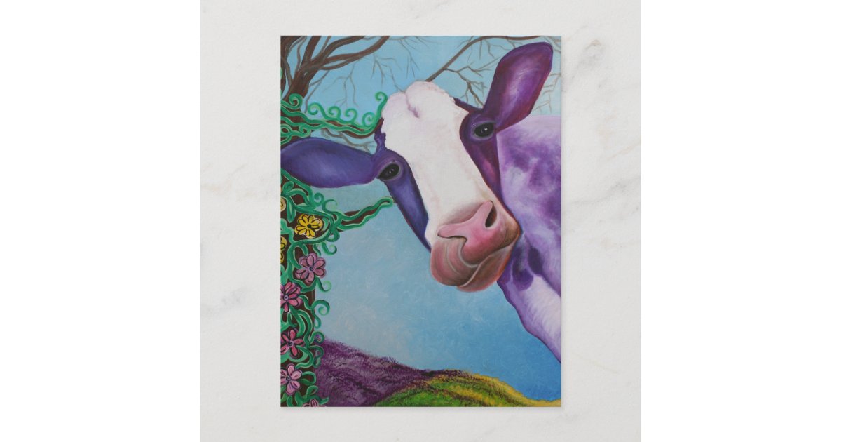 Purple Cow Postcard | Zazzle