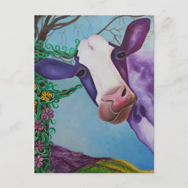 Purple Cow Postcard | Zazzle