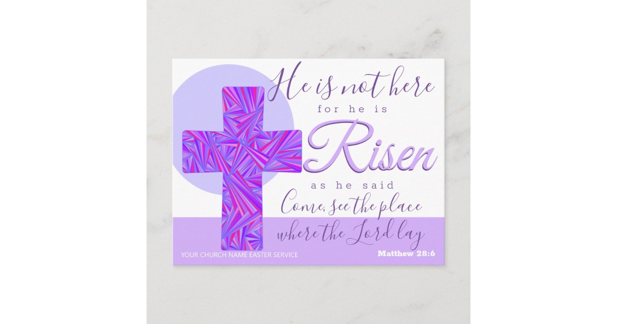 Purple Cross Christian Symbol Easter Invitation Postcard | Zazzle