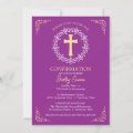 Purple Cross Wreath Confirmation Invitation | Zazzle