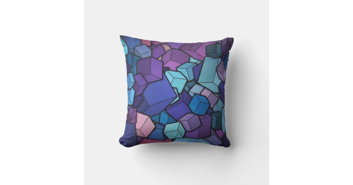 Purple Cubes Throw Pillow | Zazzle