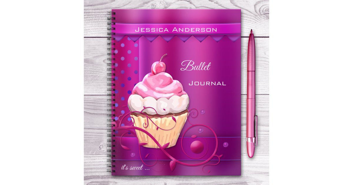 Purple Cupcake Bullet Journal or Recipe Notebook | Zazzle