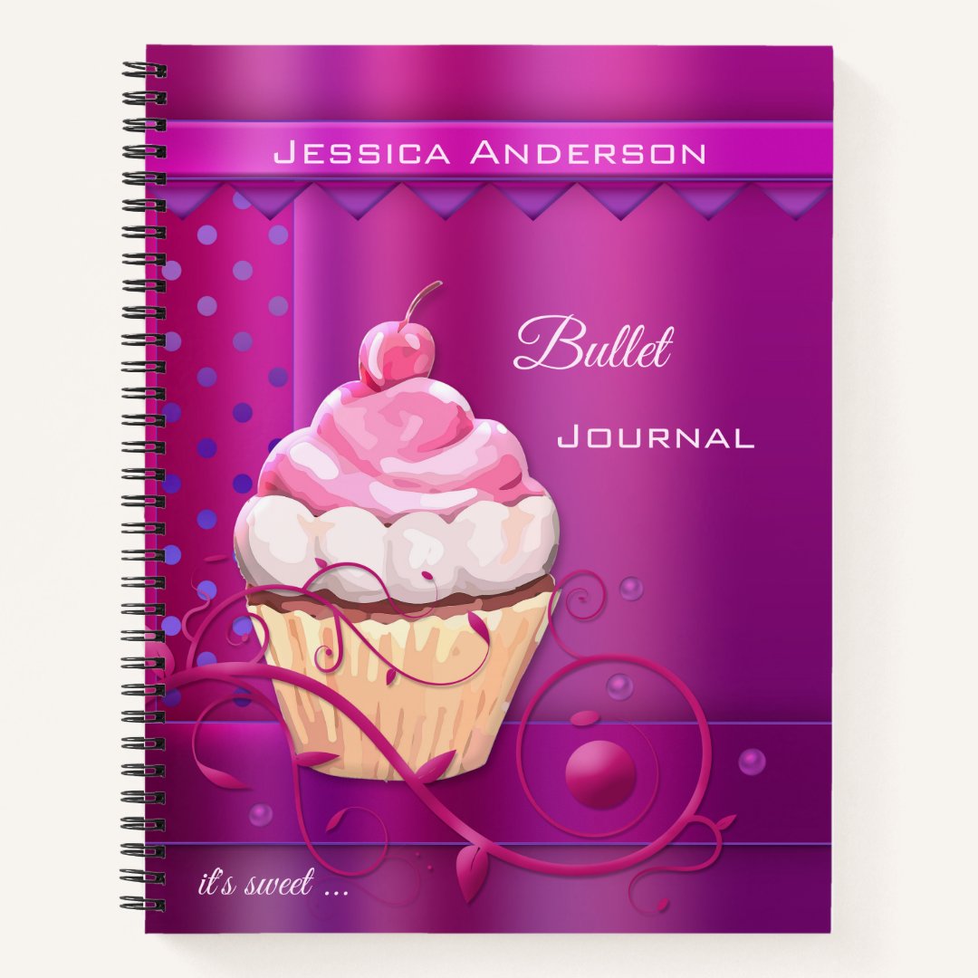 Purple Cupcake Bullet Journal or Recipe Notebook | Zazzle