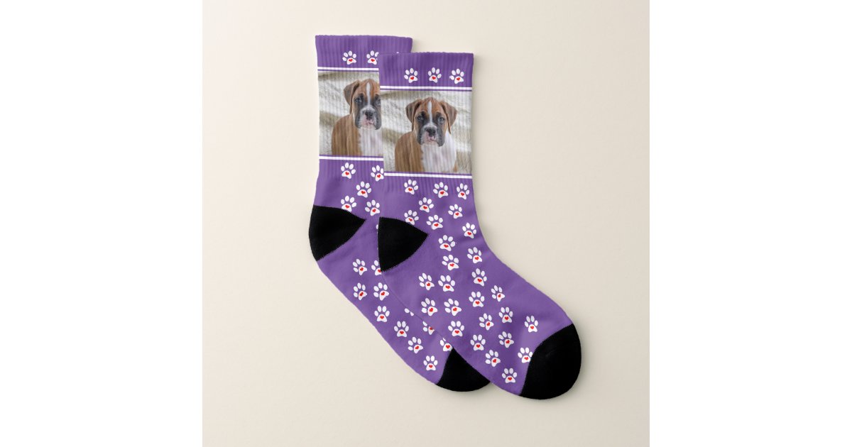 Purple Custom Dog Photo Socks - Custom Pet Socks | Zazzle