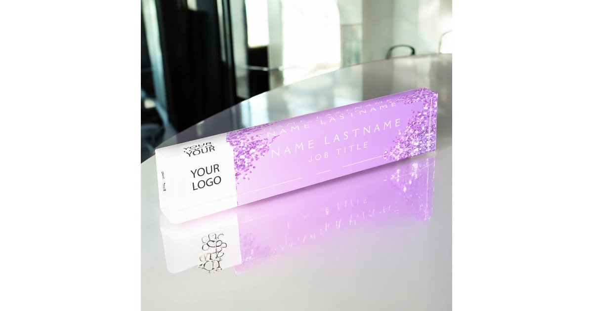 Purple Custom Logo Executive Professional Desk Name Plate | Zazzle