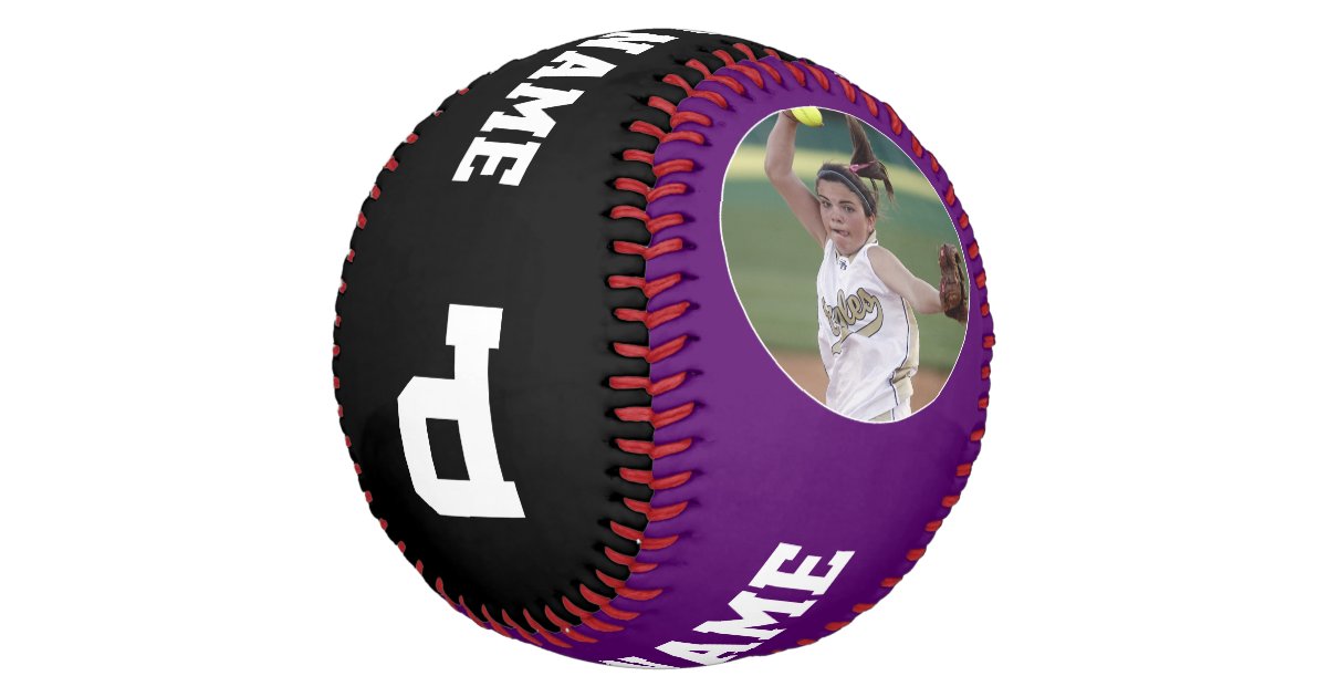Purple Custom Softball Player Photo Name & Number | Zazzle