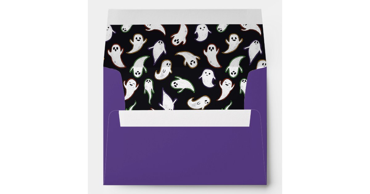 Purple Cute Ghosts Liner Halloween Envelope | Zazzle