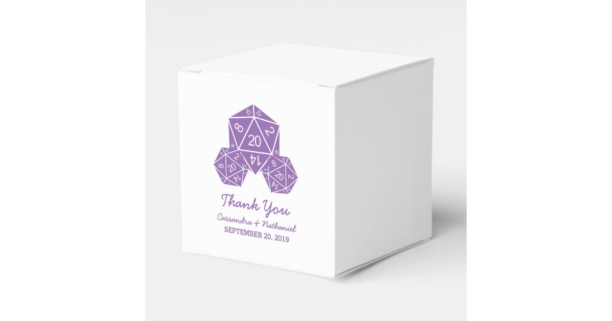 Purple D20 Dice Wedding Favor Boxes | Zazzle