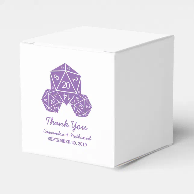 Purple D20 Dice Wedding Favor Boxes | Zazzle