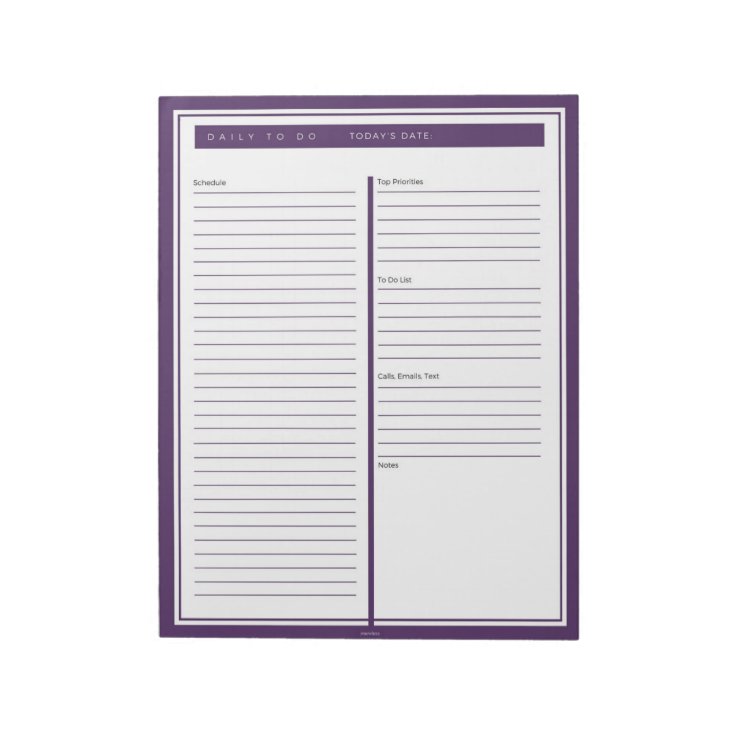 Purple Daily To Do List Notepad | Zazzle
