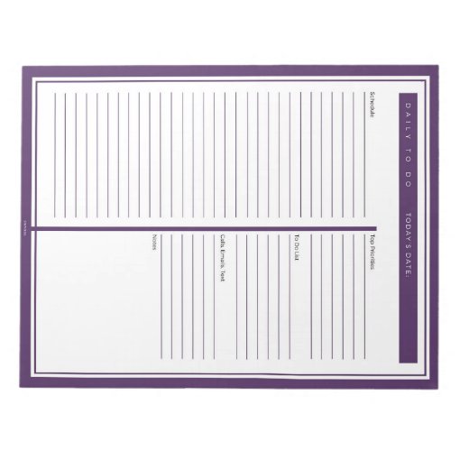 Purple Daily To Do List Notepad | Zazzle