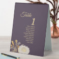 Purple Daisy Antique Table Tent Sign with Guests | Zazzle