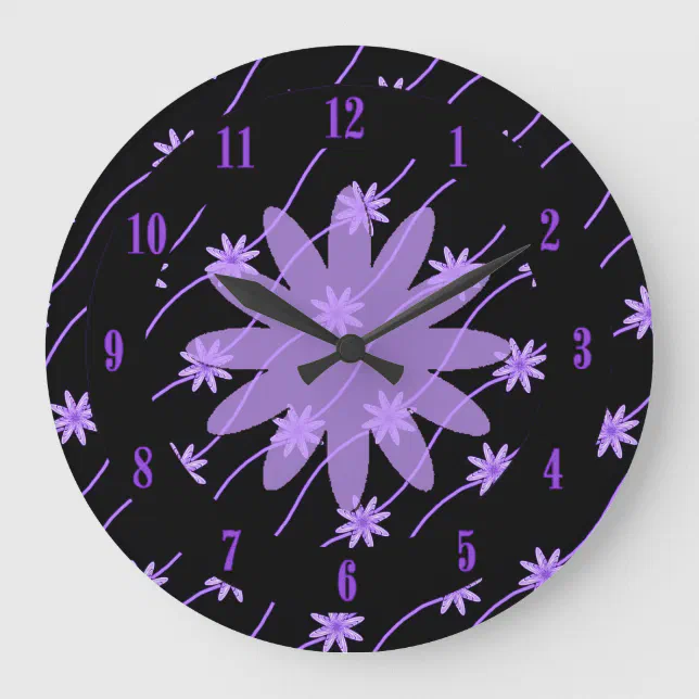 Purple Daisy Chain Floral Pattern Wall Clock | Zazzle