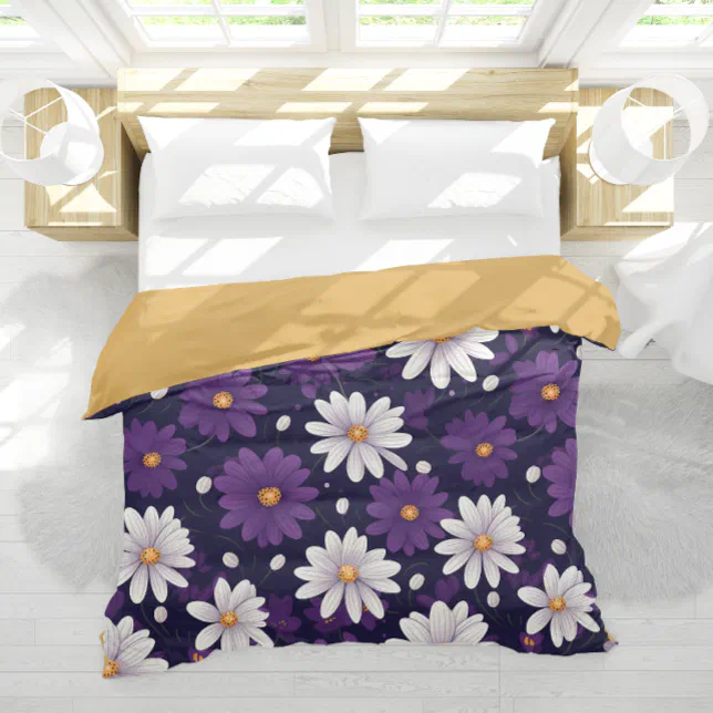 Purple Daisy Delight Floral Pattern Girly Bedding Duvet Cover | Zazzle