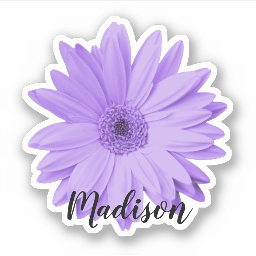 Purple Daisy Flower Name Sticker | Zazzle