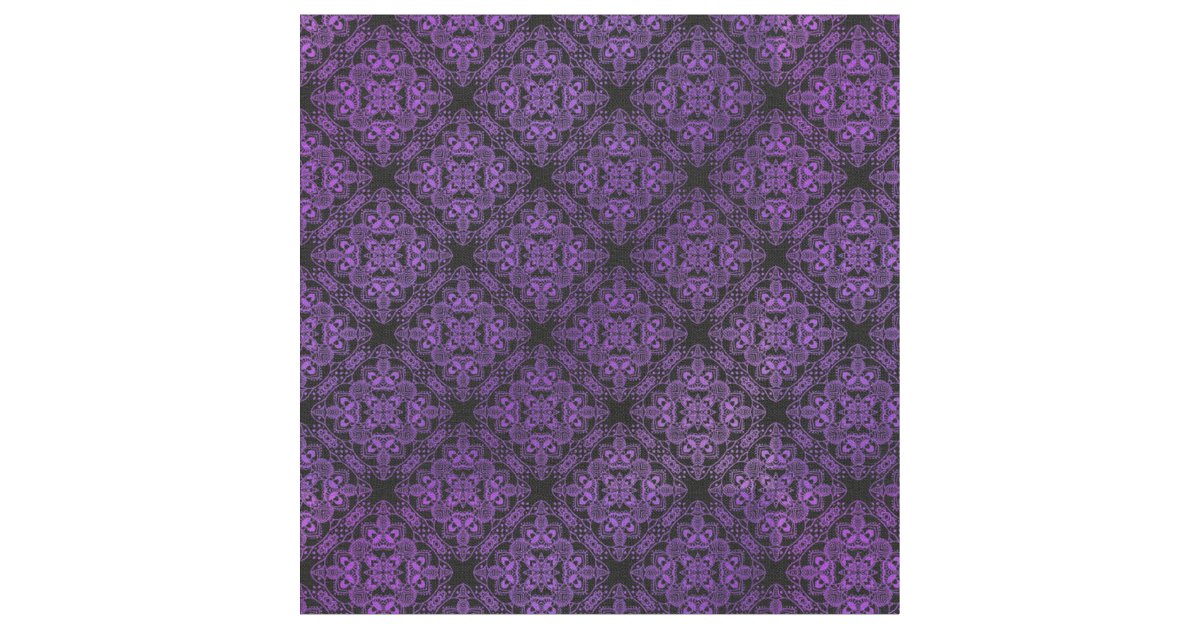 Purple Damask Medallion Pattern Fabric | Zazzle
