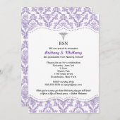 Purple Damask Nurse graduation pinning invites | Zazzle