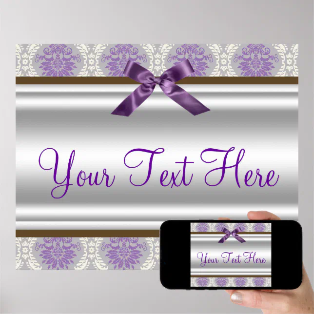 Purple Damask Party Banner Poster | Zazzle