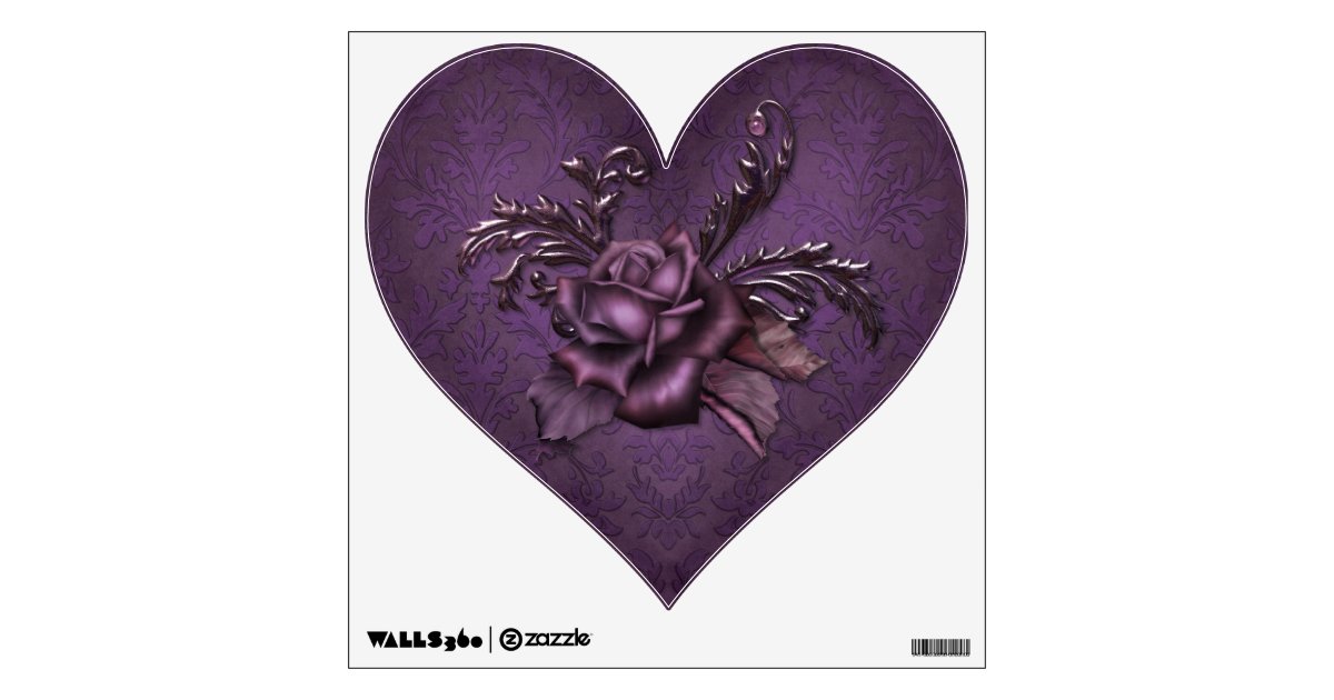 Purple Damask Rose Wall Sticker | Zazzle