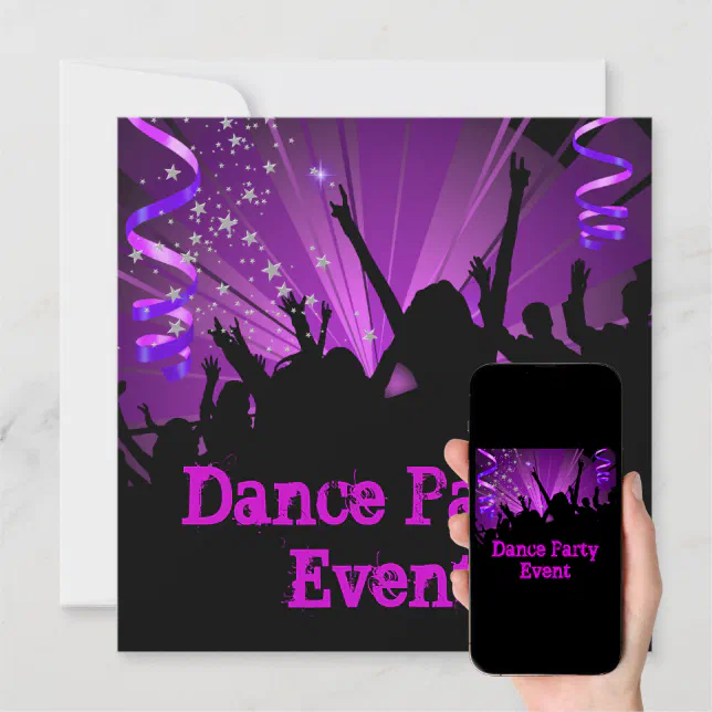 Purple Dance Party Event Crowd Rave Invitation | Zazzle