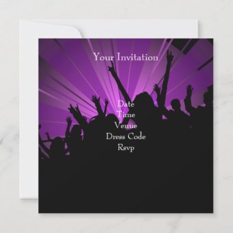 Purple Dance Party Event Crowd Rave Invitation | Zazzle