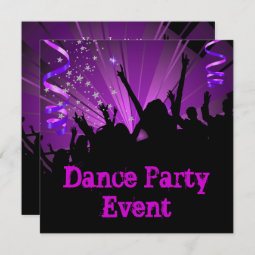 Purple Dance Party Event Crowd Rave Invitation | Zazzle