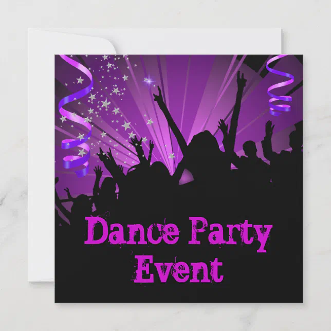 Purple Dance Party Event Crowd Rave Invitation | Zazzle