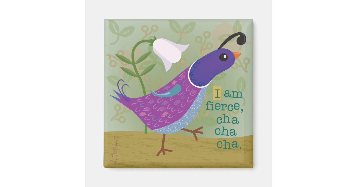 Purple Dancing Quail with Lily Magnet | Zazzle