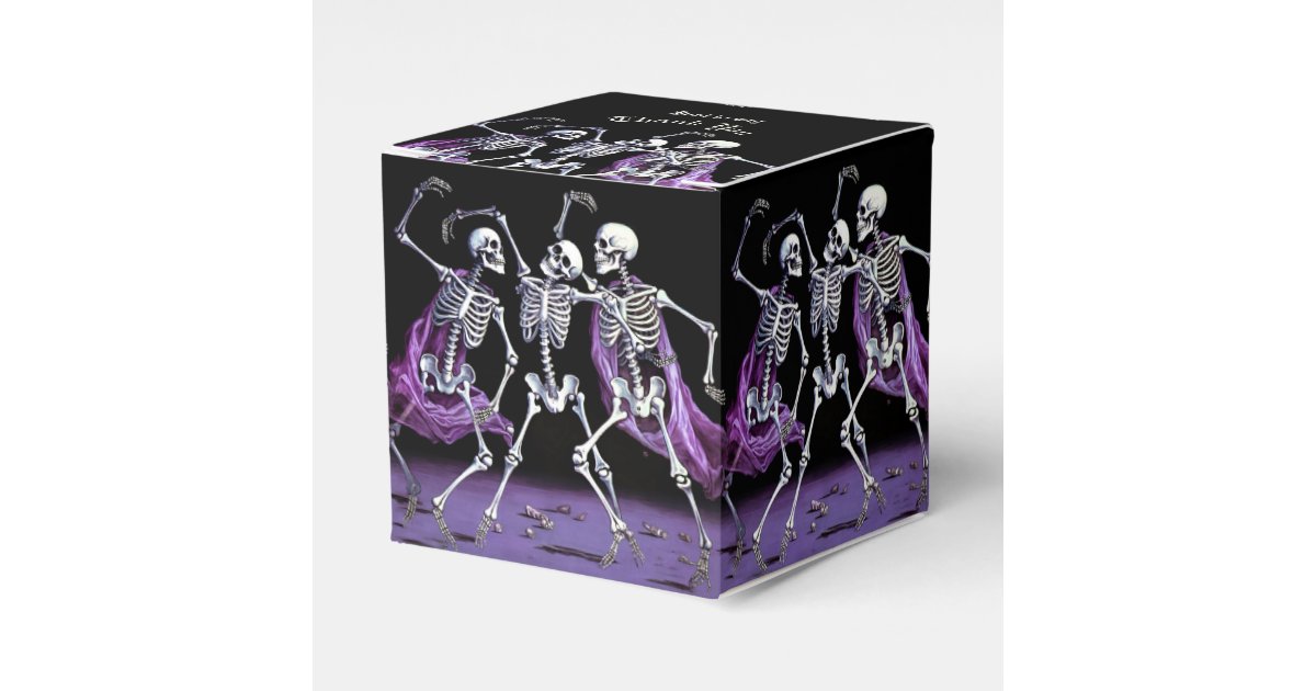 Purple Dancing Skeletons Gothic Wedding Favor Boxes | Zazzle