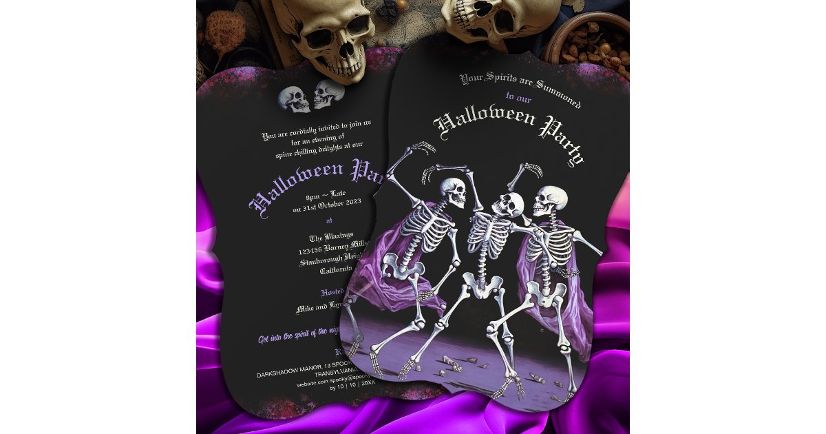 Purple Dancing Skeletons Halloween | Zazzle