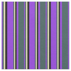 Purple and Dark Slate Gray Colored Lines Fabric | Zazzle.com