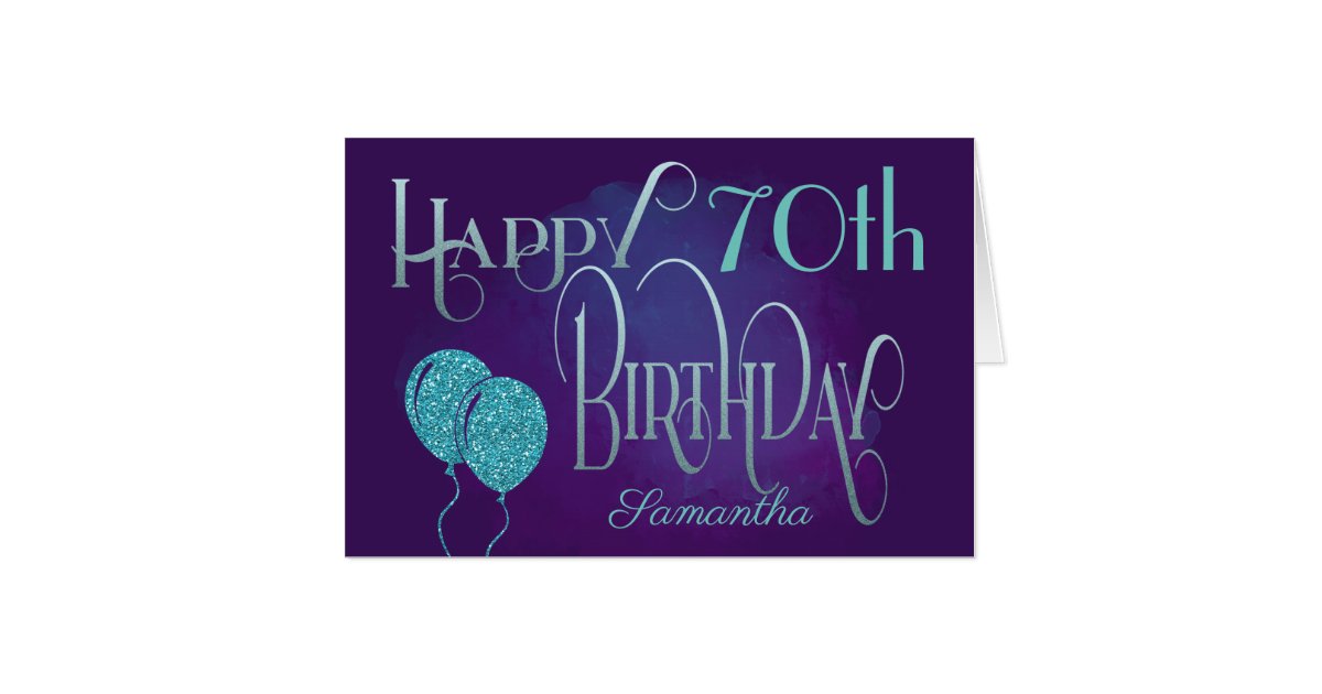 Purple Decorative Text 70th Happy Birthday Card | Zazzle
