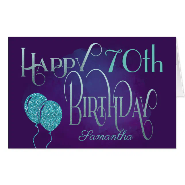 Purple Decorative Text 70th Happy Birthday Card | Zazzle