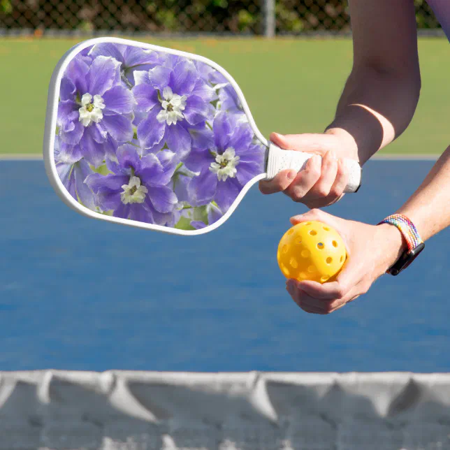 Purple Delphinium Flowers Floral Pickleball Paddle | Zazzle