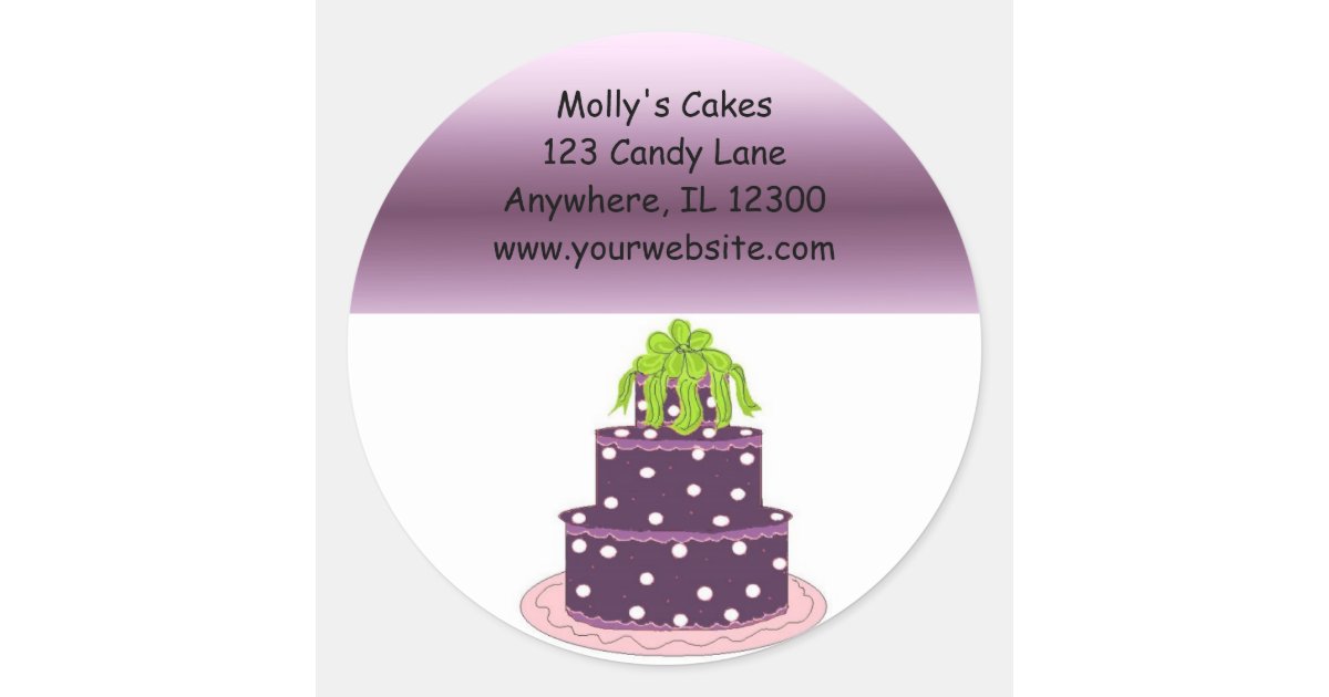 Purple Designer Cake Business Classic Round Sticker | Zazzle