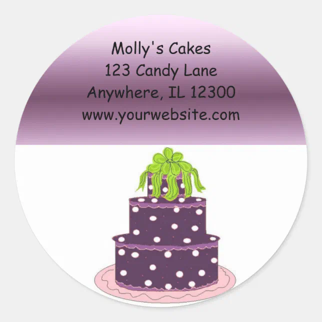 Purple Designer Cake Business Classic Round Sticker | Zazzle