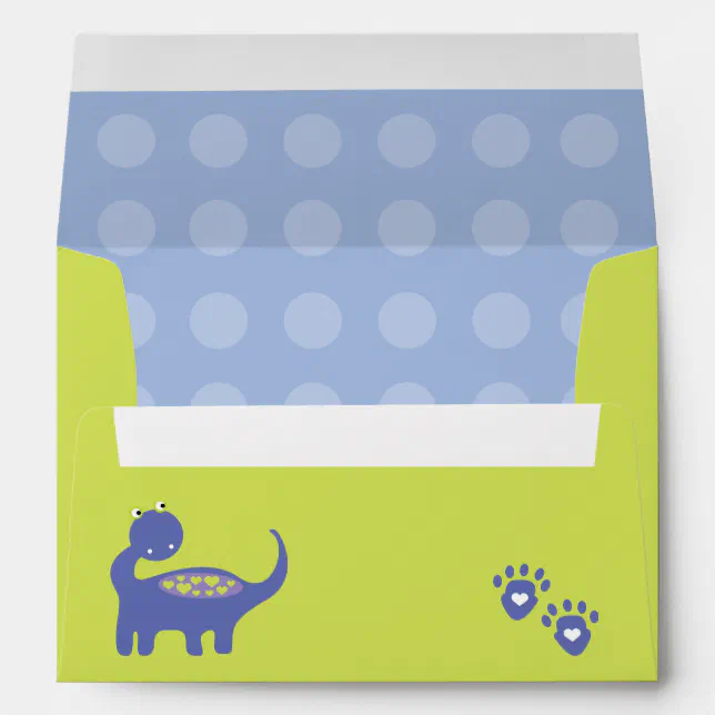 Purple Dinosaur Birthday with Dots Envelope | Zazzle