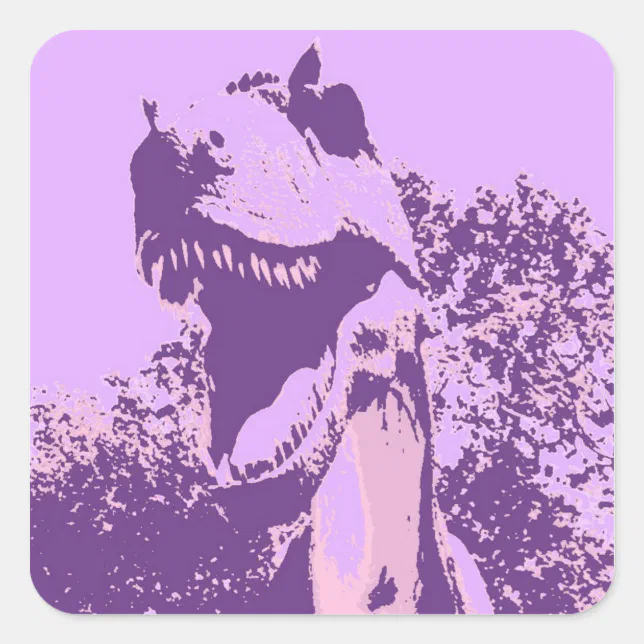 Purple Dinosaur T-Rex Square Sticker | Zazzle