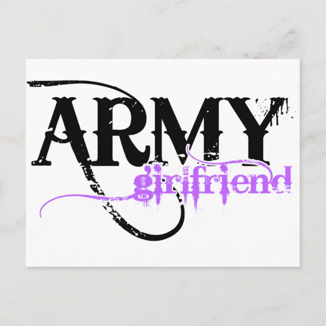 Purple Distressed Lettering Army Girlfriend Postcard | Zazzle