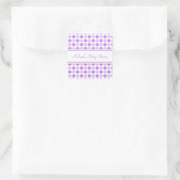 Purple Dots Baby Shower Favor Stickers | Zazzle