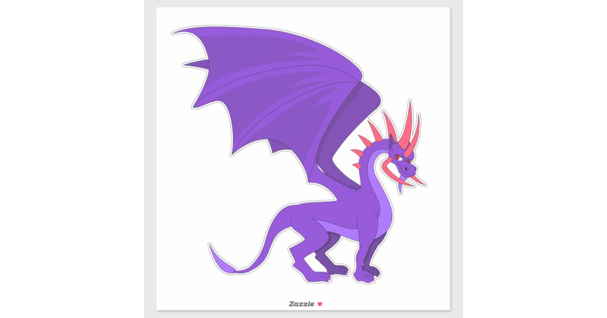 Purple dragon cartoon sticker | Zazzle
