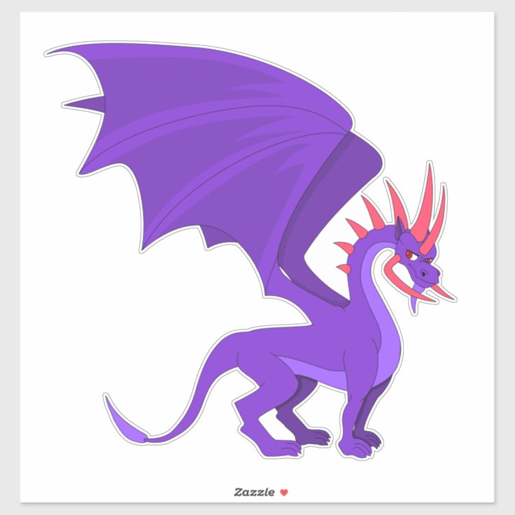 Purple dragon cartoon sticker | Zazzle