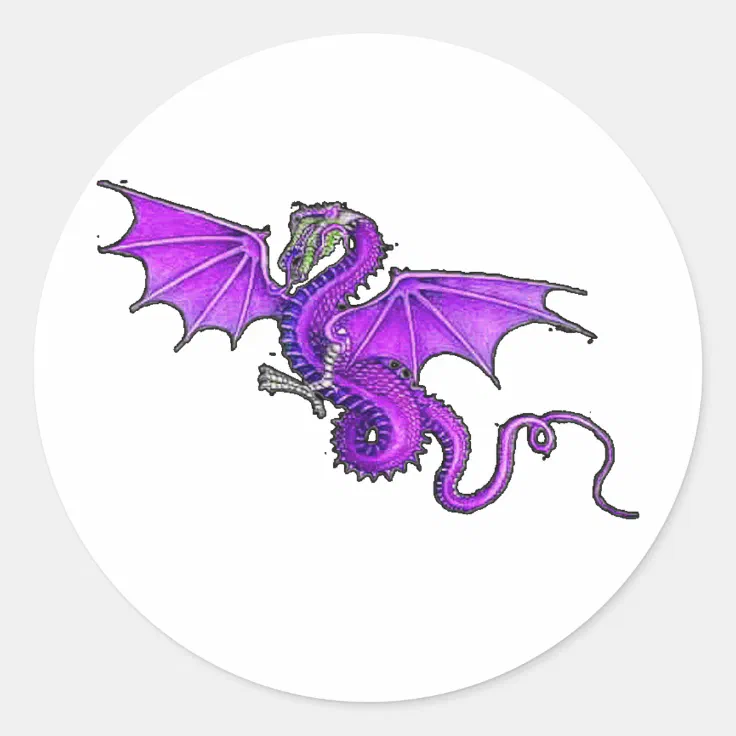 Purple Dragon Classic Round Sticker | Zazzle