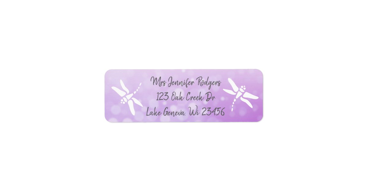 Purple Dragonfly Label | Zazzle