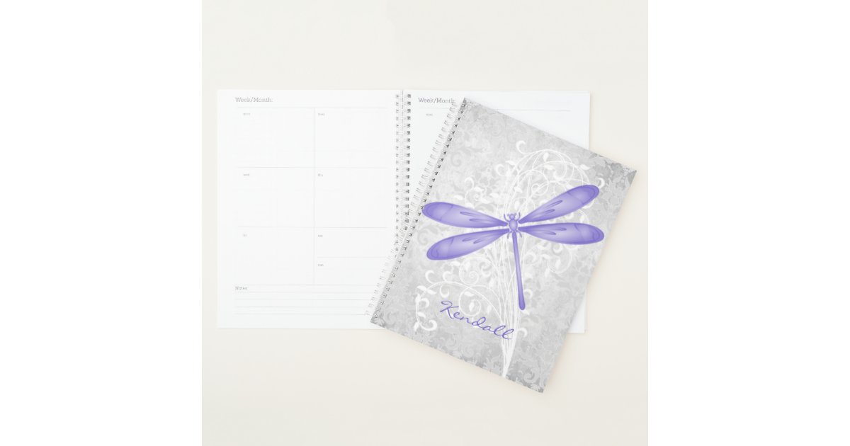 Purple Dragonfly Personalized Planner | Zazzle