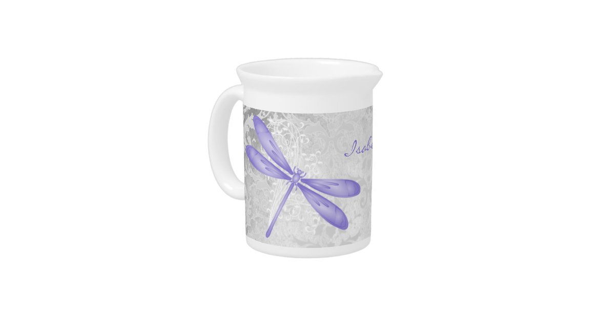 Purple Dragonfly Personalized Porcelain Pitcher | Zazzle