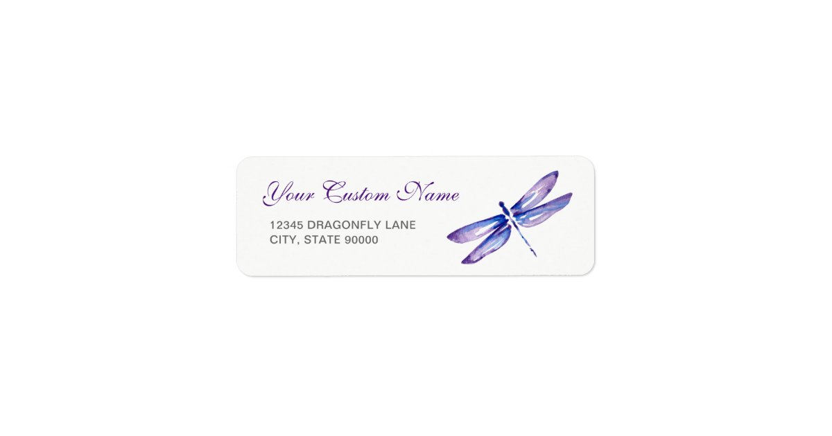 Purple Dragonfly Return Address Labels Template | Zazzle