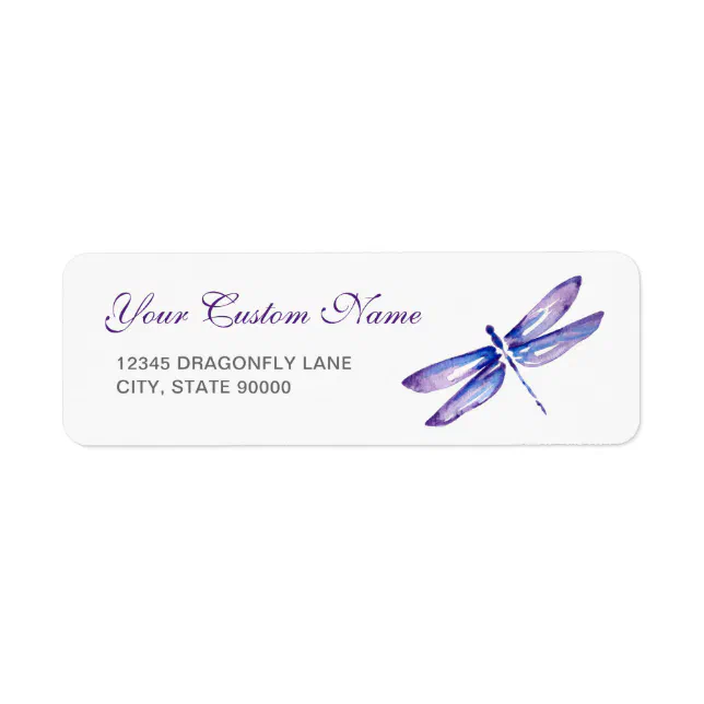 Purple Dragonfly Return Address Labels Template | Zazzle