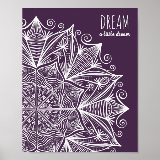 Purple Dream Elegant Typography Mandala Art Modern Poster | Zazzle